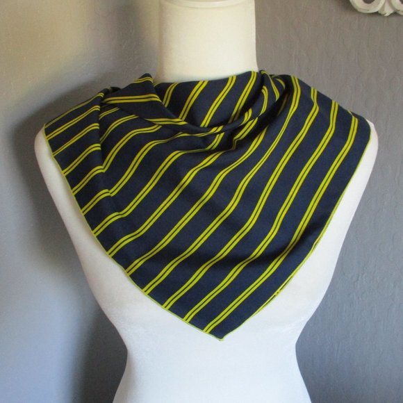 Vintage | Accessories | 97s Navy Yellow Stripe Scarf | Poshmark